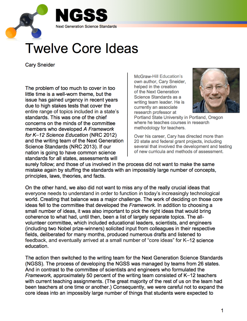 Twelve Core Ideas – Science for All